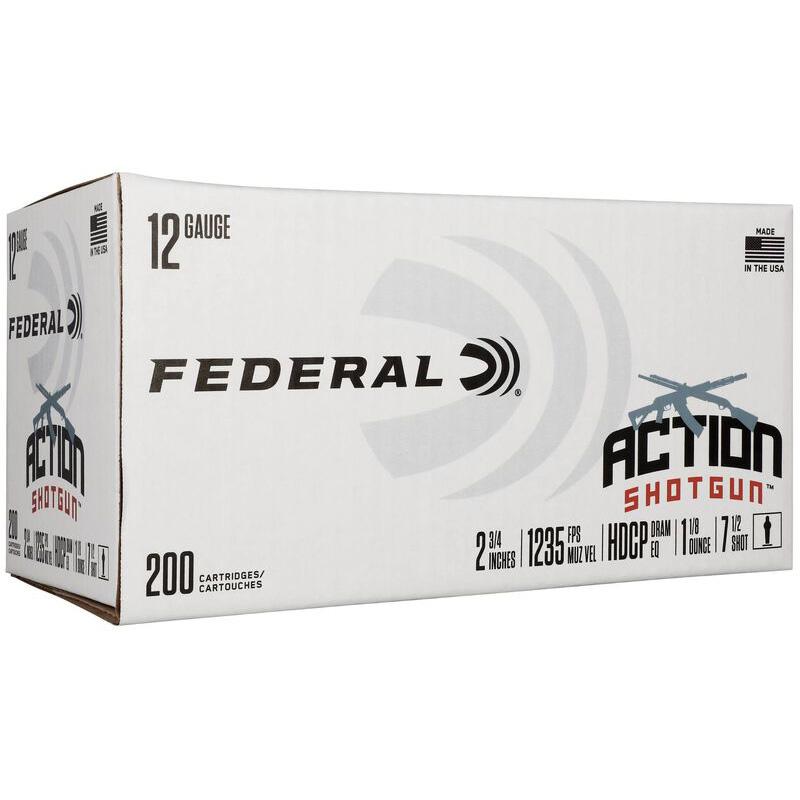 Federal Action Shotgun Shotshells 12ga 2-3/4 1-1/8oz 1235 fps #7.5 200 ...