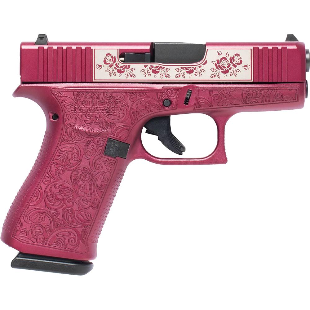Glock 43X in.Full Engraved Paisleyin. Black Cherry Handgun 9mm Luger ...