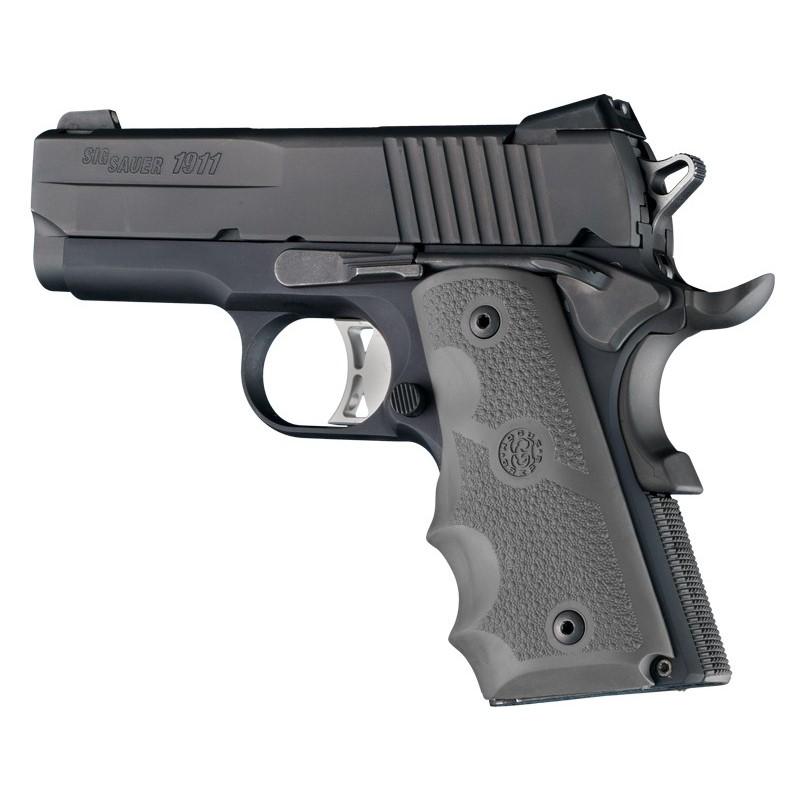 Hogue 1911 Officer Rubber Handgun Grips with Finger Grooves Slate Grey ...