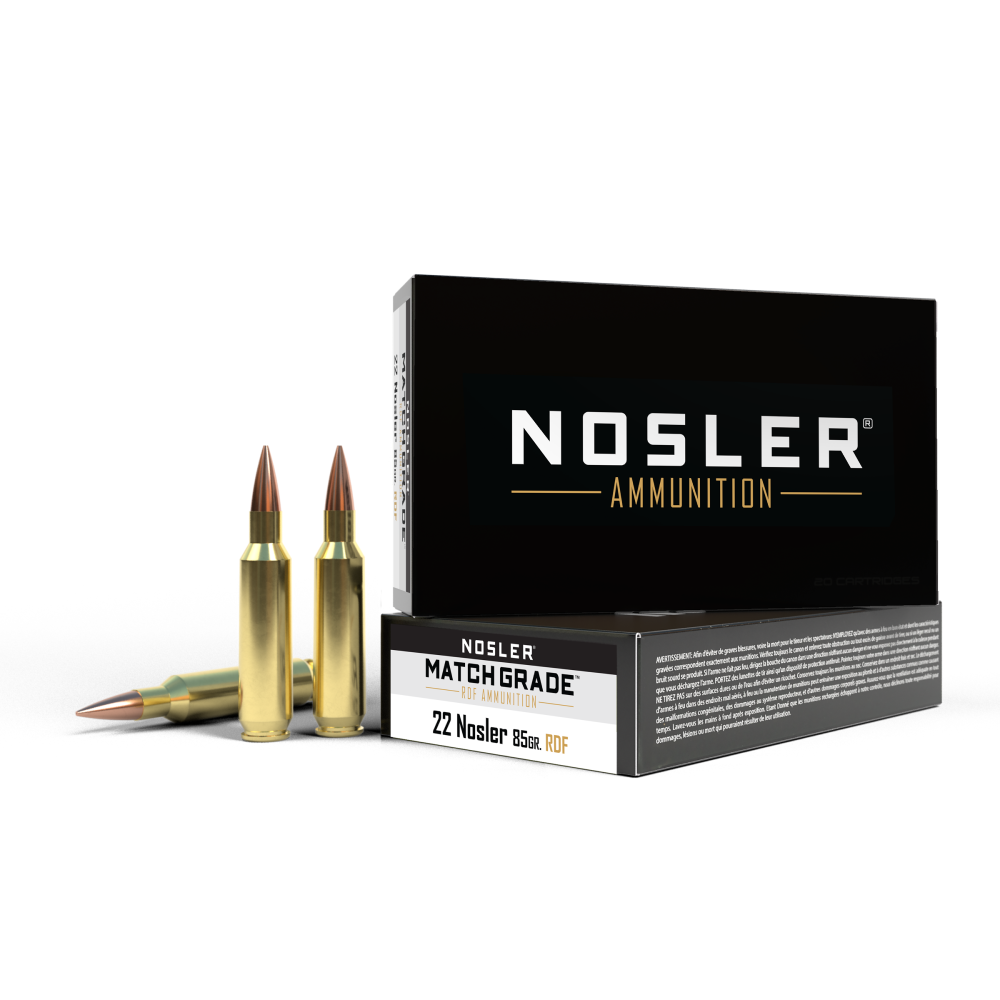 Nosler RDF Match Grade Rifle Ammunition .22 85 gr HPBT 3000 fps 20/ct ...